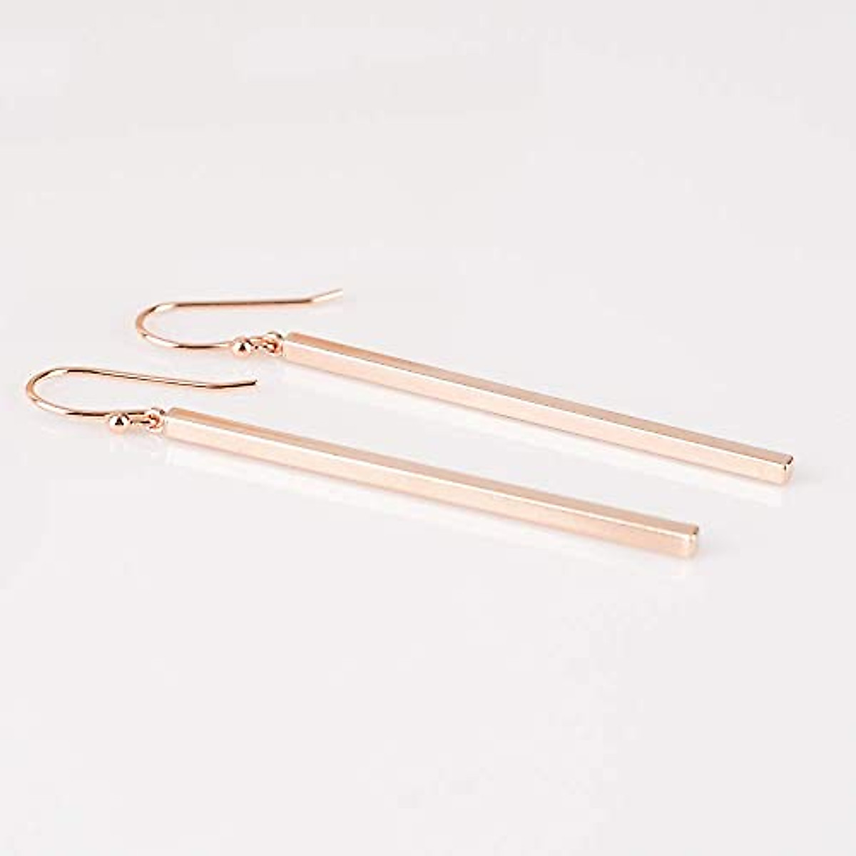 Minimalist Rose Gold Plated Long Vertical Bar Drop Earrings - Hypoallergenic, Versatile Geometric Design Fashion Jewelry for Women by MJLULU