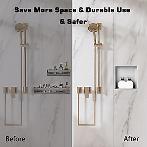 Elefloom Shower Niche, Stainless Steel Modern Bathroom Niche, No Tile Needed Recessed Shower Shelf Organizer for Storage, Stainless Steel, Silver Grey, 12"×12"