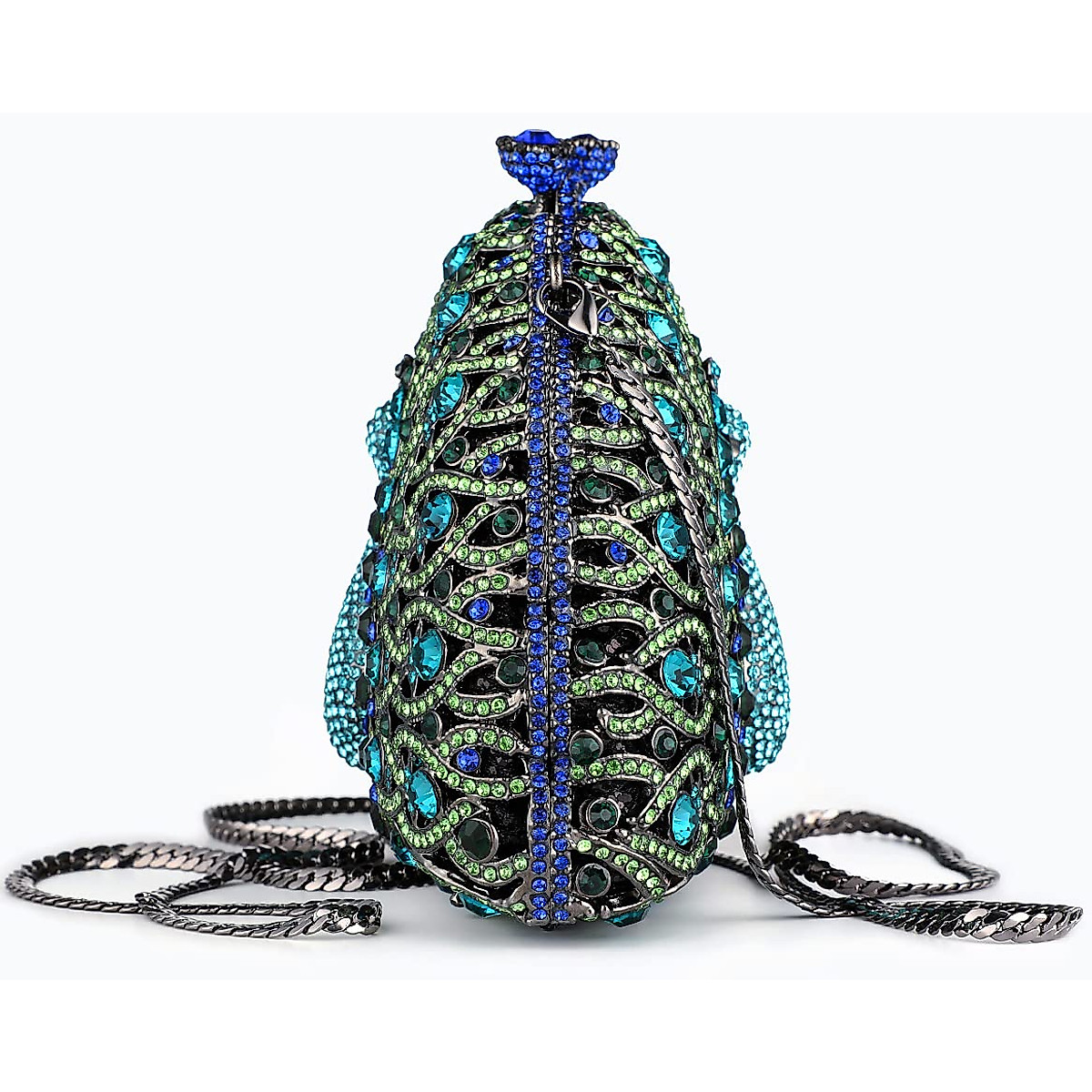 MOSSMON Peacock Luxury Rhinestone Crystal Evening Clutch Bag Sparkly Bride Wedding Party Purses for Women