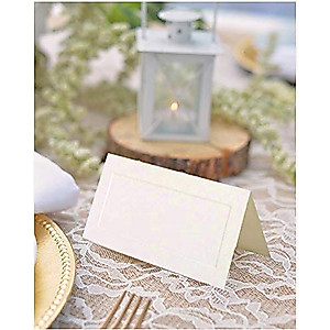 JAM PAPER Foldover Wedding Table Place Cards - 2 x 4 1/4 - Off White with Embossed Border - 100/Pack