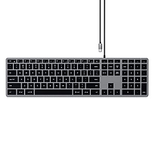 Satechi Slim W3 Wired Backlit Keyboard with Numeric Keypad – Illuminated Keys & USB C Connection – for MacBook Pro, MacBook Air, iPad Pro, iMac and More