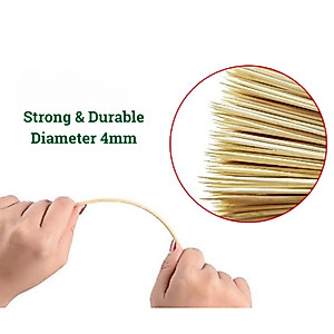 100 Pack 12 inch Bamboo Skewers for BBQ, Appetiser, Fruit, Cocktail, Kabob, Chocolate Fountain, Grilling, Barbecue, Kitchen, Crafting & Party, Natural Wooden Stick — Φ=4mm, Eco-Friendly Wood Sticks
