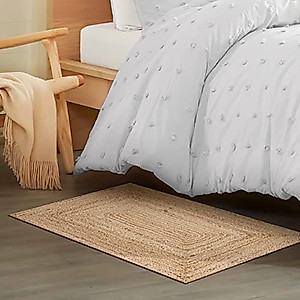 Jute Braid Natural Rug 2X3' -Natural Linen Color, Hand Woven & Reversible for Living Room Kitchen Entryway Rug,Jute Burlap Braided Rag Rug 24x36 inch,Farmhouse Rag Rug, Rustic Rug,Natural Look Rug