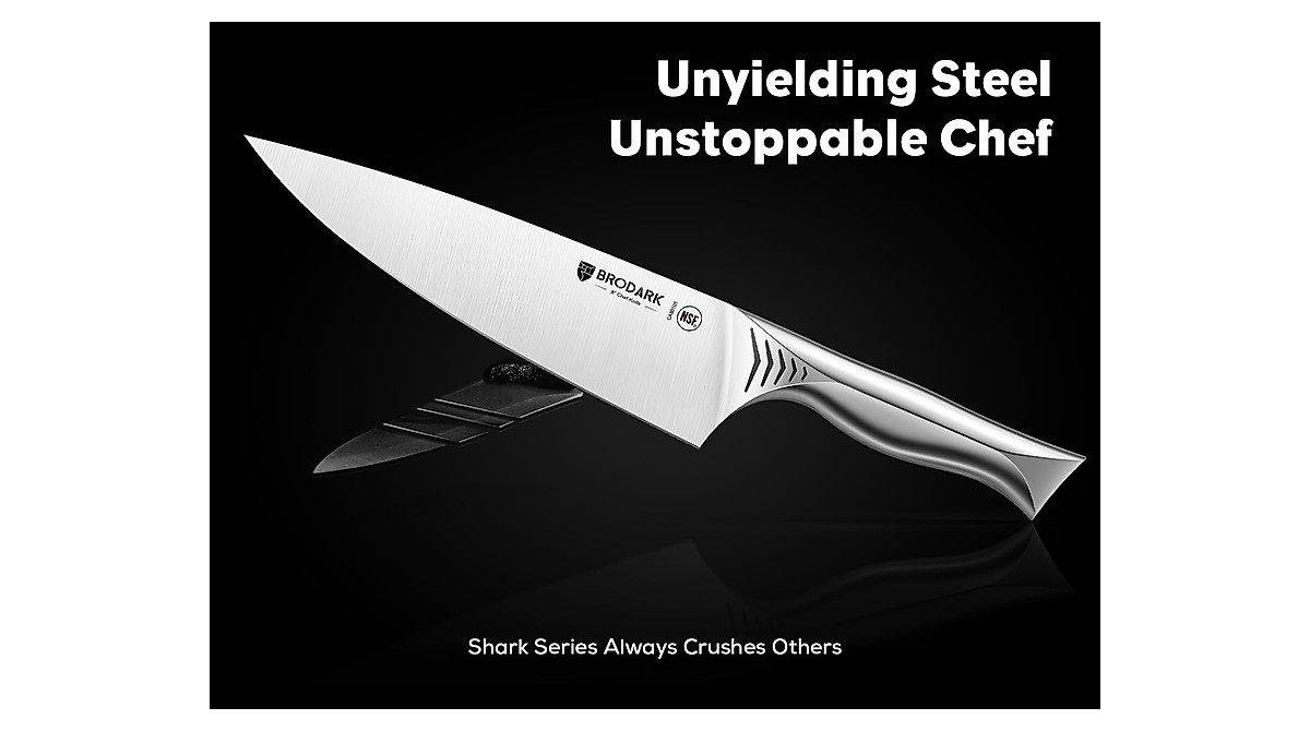 BRODARK 15-Pc Knife Set w/ Sharpener & Block | Dishwasher Safe