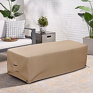 Covers & all Rectangle Fire Pit Cover 600 D Polyester Oxford Fabric - Water Repellent Outdoor Rectangular Fire Table Cover with Padded Handles, Air Pockets & Drawstring (48"W X 25"D X 18"H)