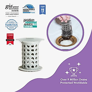 ShowerShroom the Revolutionary 2" Stand-Up Shower Stall Drain Protector Hair Catcher/Strainer, Gray