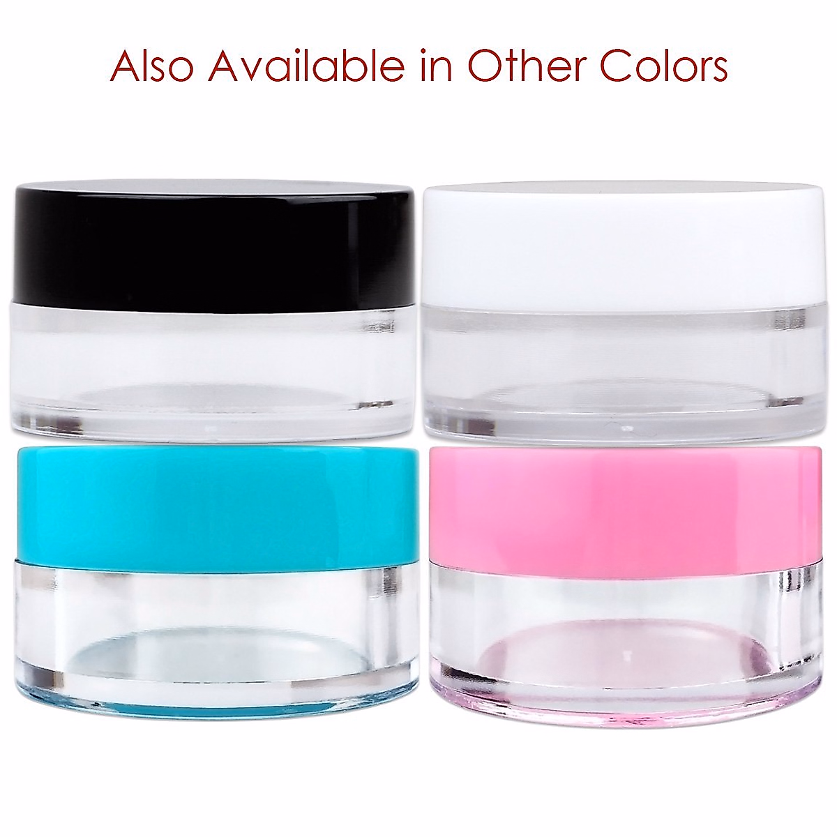 50 Jars - Beauticom High-Graded 5 Grams/5 mL BPA Free Thick Clear Acrylic 100% NO LEAK Plastic Jars empty Container Pink Lid for Cosmetic, Lip Balm, Beads, Creams, Lotion, Liquids, Sample, Travel