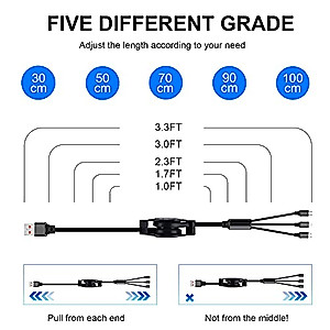 2 Pack 3 in 1 Multi USB Retractable Fast Charger Cable,Multiple ...