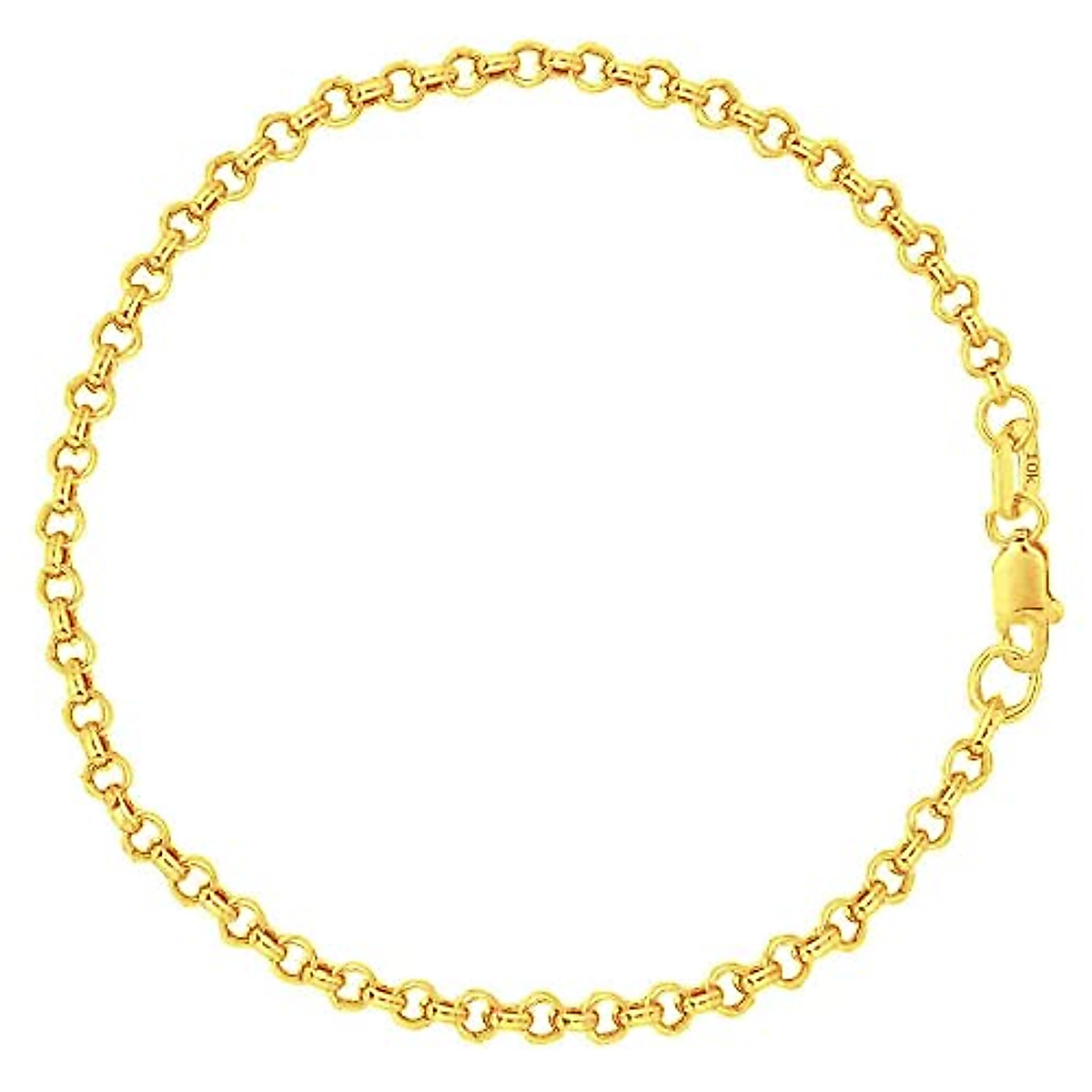 Ritastephens 10k Solid Yellow Gold Rolo Chain Ankle Anklet 11 Inches