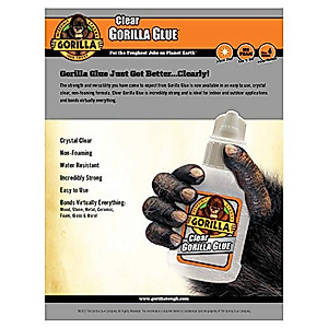 Gorilla Glue Clear, Non-Foaming, Water Resistant, Indoor & Outdoor, Versatile Bonding Usage, Easy Application Nozzle, 3.75oz/110ml Bottle, (Pack of 2)