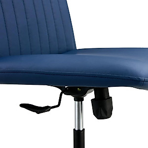 TURRIDU Criss Cross Chair No Wheels, Armless Office Chair with Wide Seat and Mid Back, Height Adjustable Swivel Cross Legged Office Chair Computer Vanity Chair for Home, Office, Small Space, Blue