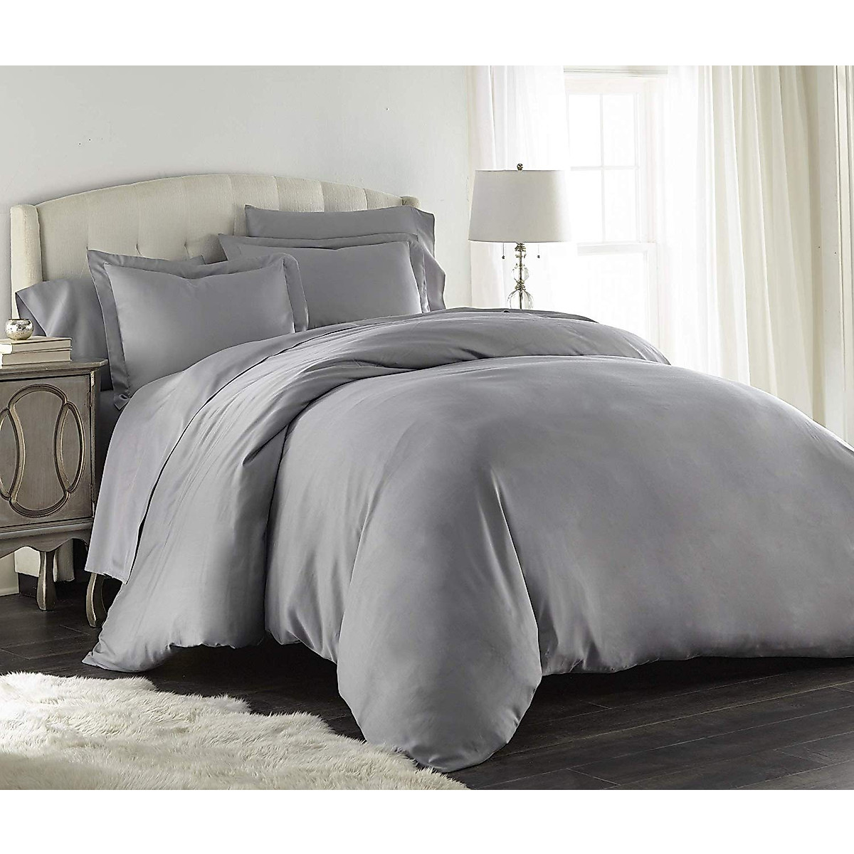 Sterling Creek 3-Piece 100% Viscose Derived from Bamboo Duvet Cover Set Oversized King, Light Gray - Silky Smooth Buttery Soft Cooling Duvet Cover for All Season