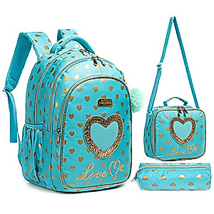 MOHCO Kids Backpack 17inch with Lunch Bag and Pencil Case Lightweight School Backpack for Teens, Girls, Boys, Elementary and Middle school