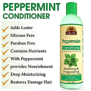 Okay | Soothing And Invigorating Peppermint Conditioner | Helps Refresh, Revitalize, And Add Softness To Hair | Sulfate, Silicone, Paraben Free For All Hair Types and Textures | Made in USA 12oz 355ml