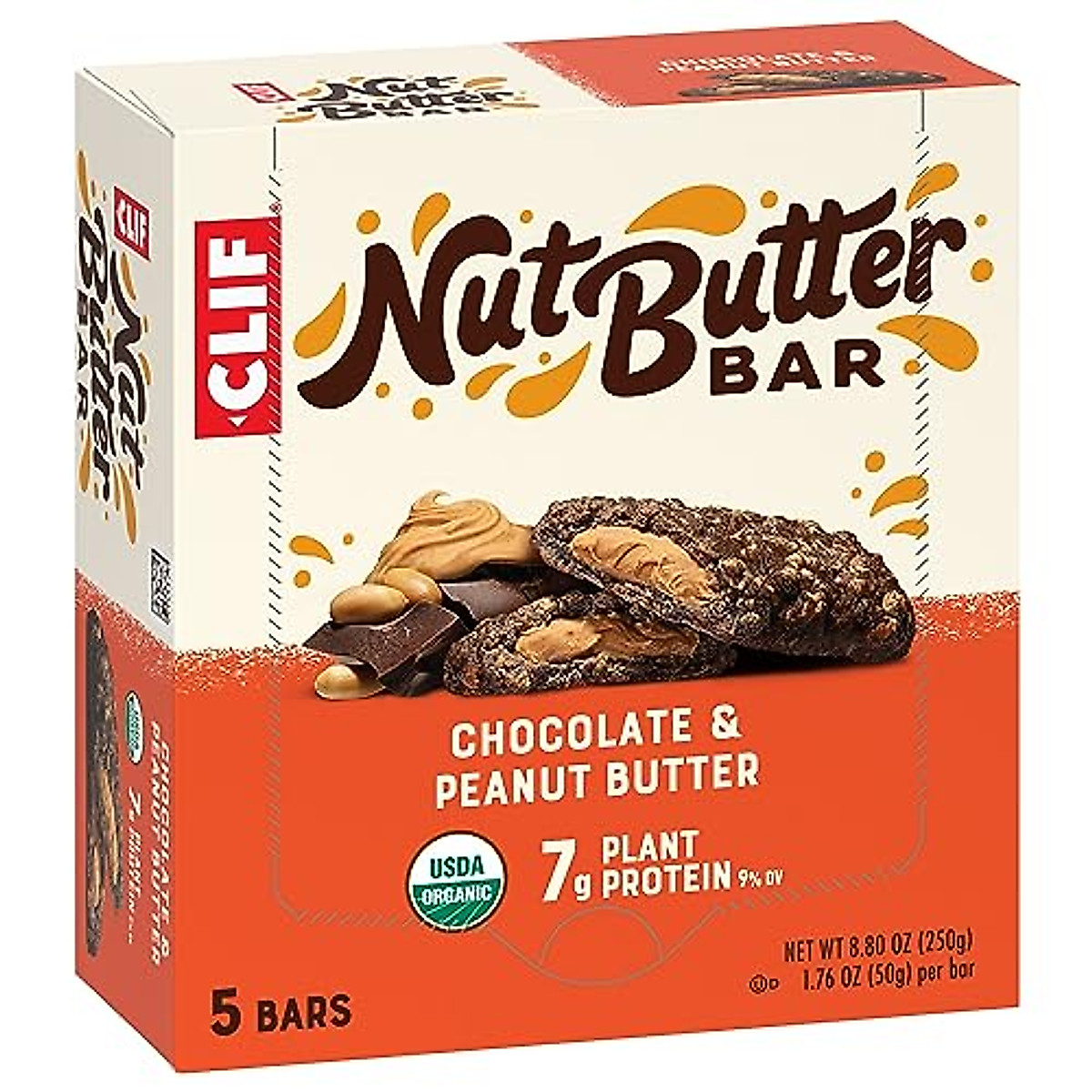 CLIF Nut Butter Bar - Chocolate Peanut Butter - Filled Energy Bars - Non-GMO - USDA Organic - Plant-Based - Low Glycemic - 1.76 oz. (5 Pack)