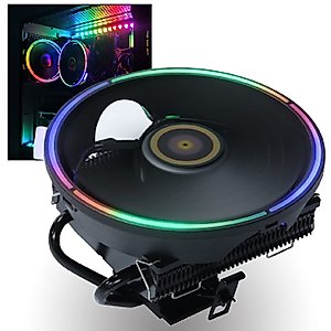 DS 120MM CPU Cooler for PC Case, Black Aluminum Extrusion CPU Cooling LED Fan for Computer Case, Compatible with Intel LGA 1366 1156 1155 766 (Static RGB Fan, C Series)