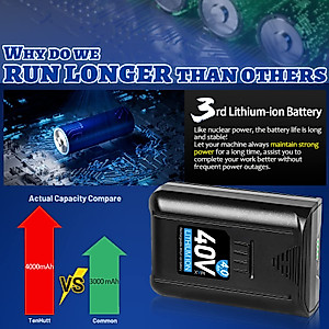 TenHutt 【3rd-Generation】 4.0Ah 40V Replace Battery for Kobalt 40V MAX 2540C-06 High Capacity Lithium-ion Battery KB440-03 KB2540C-06 KB640-03 KB240-06 for Cordless Power Tools
