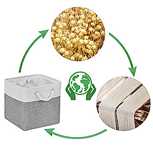 FinishingBo Fabric Cubes Storage Basket, 6 Pack 11x11 in with Handles Foldable Cube Storage Bins, for Shelves, Home, Office, Nursery Organizers