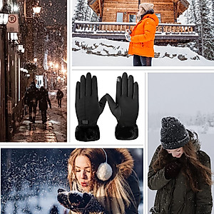 Henykany Winter Gloves for Women Warm Touchscreen Glove Windproof Elastic Texting Black Gloves Women
