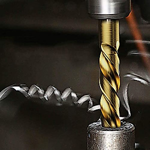 Monster & Master Titanium-Plated Drill Bit Set, High-Speed Steel Gold Drill Bits with 135-Degree Bifurcated Tip, 1/16"to 1/2", Long Twisted Metal Jobber Bit, 29-Piece