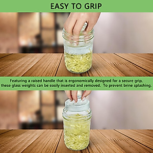 Artcome 4-Pack Glass Fermentation Weights with Easy Grip Handle and Unique Texture Design for Large Wide Mouth Mason Jars