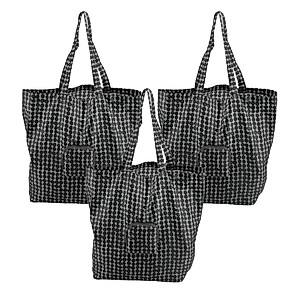 Best Reusable Grocery Bags Set of 3, Premium Tote Foldable Shopping Bags fits Pocket, Recyclable, Durable and Washable