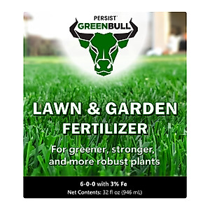 Persist Green Bull - 32oz Liquid Grass Fall Fertilizer Sprayer for Lawn and Garden Soil - Naturally Enhances Green and Creates Nitrogen Rich Plant Soil, Naturally Based Fertilizer for Greener Plants