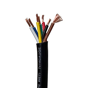 12vMax Electronics 14 Gauge 7 Way Conductor Extension RV Trailer Wire Cable Wiring Insulated - 25 Feet 14/7, CCA Copper Clad Aluminum