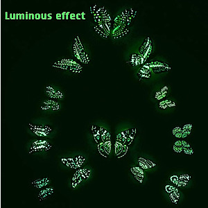 SHCHA 12 PCS Butterfly Wall Decals with Luminous Function, 3D Butterflies Removable Mural Stickers Wall Stickers Art Decal Home Decals Stickers Magnetic PVC Room&Garden Decor DIY Stickers
