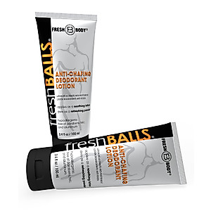 Fresh BALLS Lotion (2 Pack) Anti-Chafing Men's Soothing Cream to Powder Ball Deodorant and Hygiene for Groin Area, 3.4 fl oz