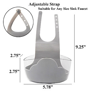 Sink Caddy Sponge Holder Sink Sponge Organizer, Cloud Hanging Kitchen Adjustable Strap Faucet Caddy (2 Pack, Grey)