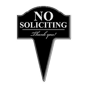 No Soliciting Aluminum Yard Sign with Integrated Stake, Lawn Sign, No Solicitors Metal Sign, Classy Non-Soliciting Sign for Home or Business Use 10x14