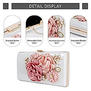 LUI SUI Womens Elegant Flowers Evening Bags Wedding Clutch Purse Floral Bride Wedding Clutch Shoulder Handbags
