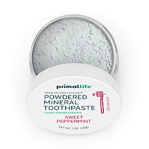 Primal Life Organics - Dirty Mouth Toothpowder, Tooth Cleaning Powder, Flavored Essential Oils with Natural Kaolin & Bentonite Clay, Good for 200+ Brushings, Organic, Vegan (Sweet Peppermint, 1 oz)