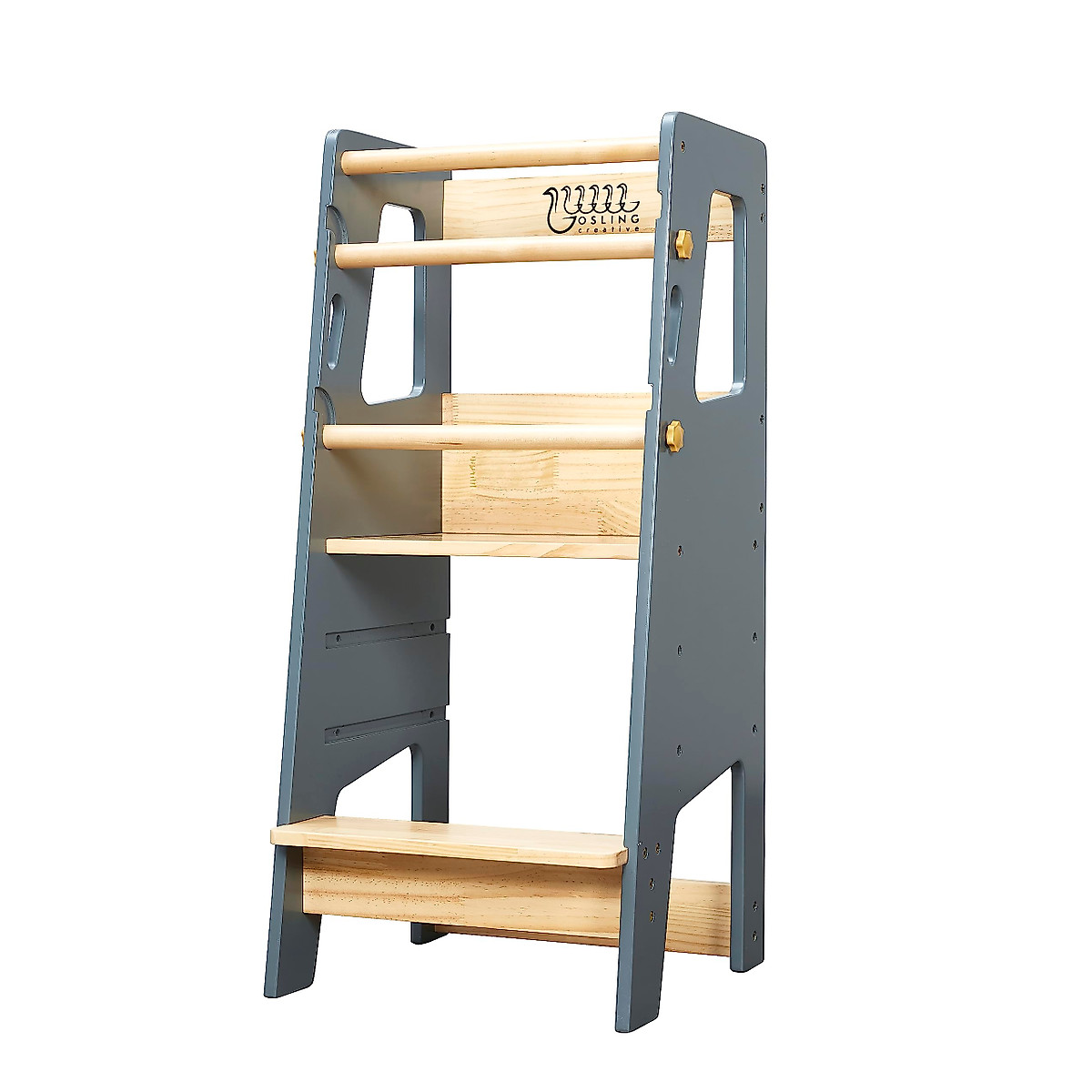 Gosling creative Toddler Standing Tower | Safe Montessori Step Stool for Toddlers, Perfect Tower for Learning New Skills | Ideal Helper for Little Kids in The Kitchen | Gray