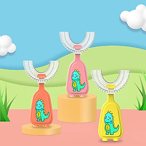 Ysglory Kids U-Shaped Toothbrush Toddler U-Shaped Toothbrush Manual Whole Mouth Toothbrush Age 2-6 & 6-12 360° Oral Teeth Cleaning Design (4 PCS)