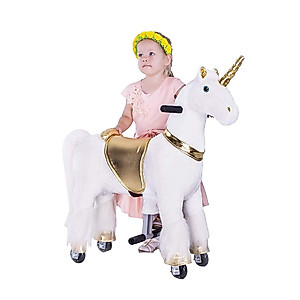 Gidygo Kids Ride on Walking Unicorn Rocking Horse Riding Toy for Children for 3-6 Years Old