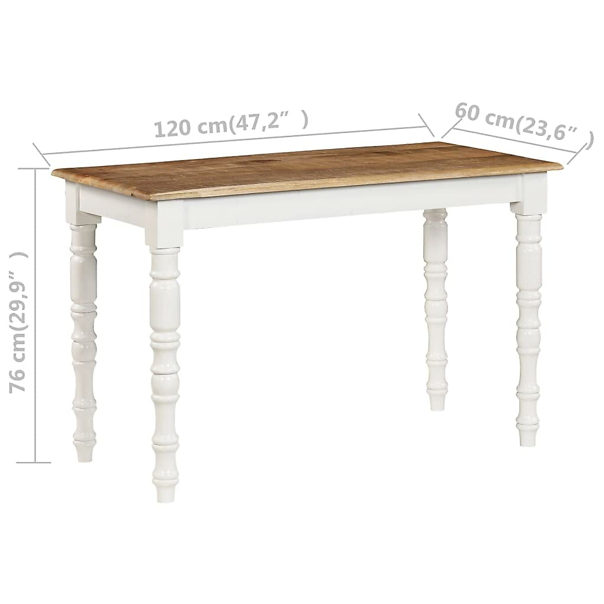 Dining Table,Industry Offic Table,Rectangle Conference Table,Writing Desk,Console Table,Cocktail Table,Perfectly in a Dining Room, Den, Office Room, Family Room, 47.2"x23.6"x29.9" Solid Mango Wood