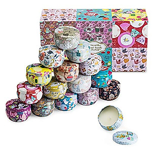 Howemon Scented Candles Gift Set, Natural Soy Wax Portable Travel Tin Candles Women Gift with Strongly Fragrance Essential Oils for Stress Relief and Aromatherapy - 16 Pack