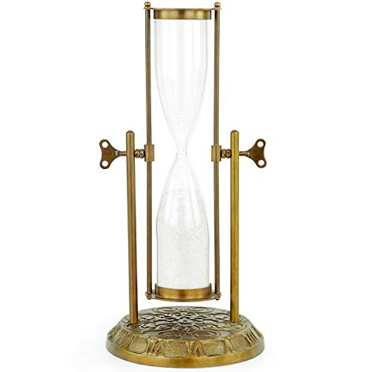 12" Antique Nautical Maritime Sand Timer | Hourglass with Functional Wheel Compass | Nautical Home Decor