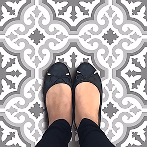 RoomMates FT4600BX Roma Gray Peel and Stick Floor Tile