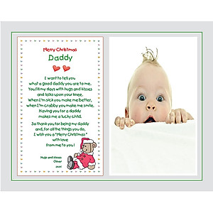 Poetry Gifts New Father, Merry Christmas to Daddy From Baby, 8x10 Inch Print Personalized with Name and Photo