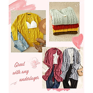 MEROKEETY Women's 2025 Casual Long Sleeve Open Front Cardigan Sweater Solid Color Button V Neck with Pockets,Blue,M