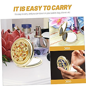 KOHARA 2pcs Hollow Makeup Mirror Wallet for Women Round Vanity Mirror Wallets for Woman Womens Purse Foldable Compact Mirror Mini Compact Mirror Small Makeup Mirror Cosmetic Mirror (Golden 7x7x18cm)