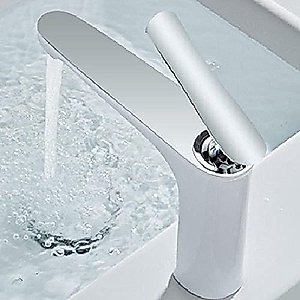 JBQ Bathroom Faucets Bathroom Sink Faucet Bathroom Vanity Faucet Solid Brass Sink Faucet Hot and Cold Single Handle countertop Mounted Toilet Crane Faucet (Color : White Gold)