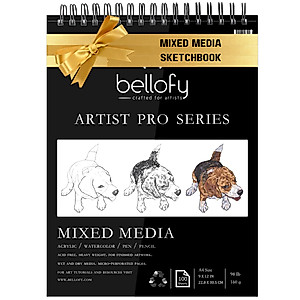 Bellofy Multimedia Sketchbook 100 Sheets | Mixed Media Paper for Drawing & Painting | Drawing Paper for Artists, Beginners & Kids | Sketchbook Mixed Media for Acrylic, Watercolor, Graphite & More