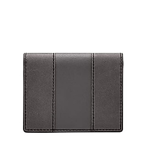 Fossil Men's Everett Leather Slim Minimalist Bifold Front Pocket Wallet, Lead Gray