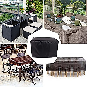 RGRE 48x24x29 in Patio Furniture Cover Waterproof Black, Outdoor Patio Table Covers Rectangular, Garden Furniture Covers Windproof & UV Protection, Outdoor Furniture Cover Set