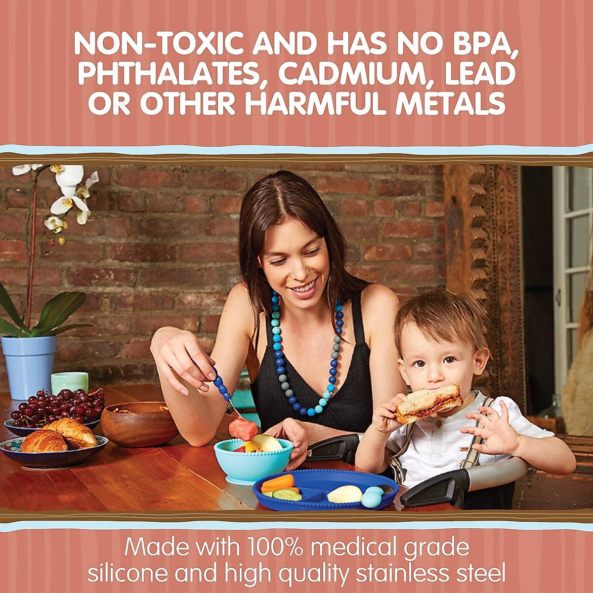 Chewbeads - Toddler Utensils Set - 4 Piece Baby, Kid or Toddler Silverware Set - Toddler Spoons and Forks Flatware - 100% Safe, BPA Free & Phthalate Free (Pink/Purple)