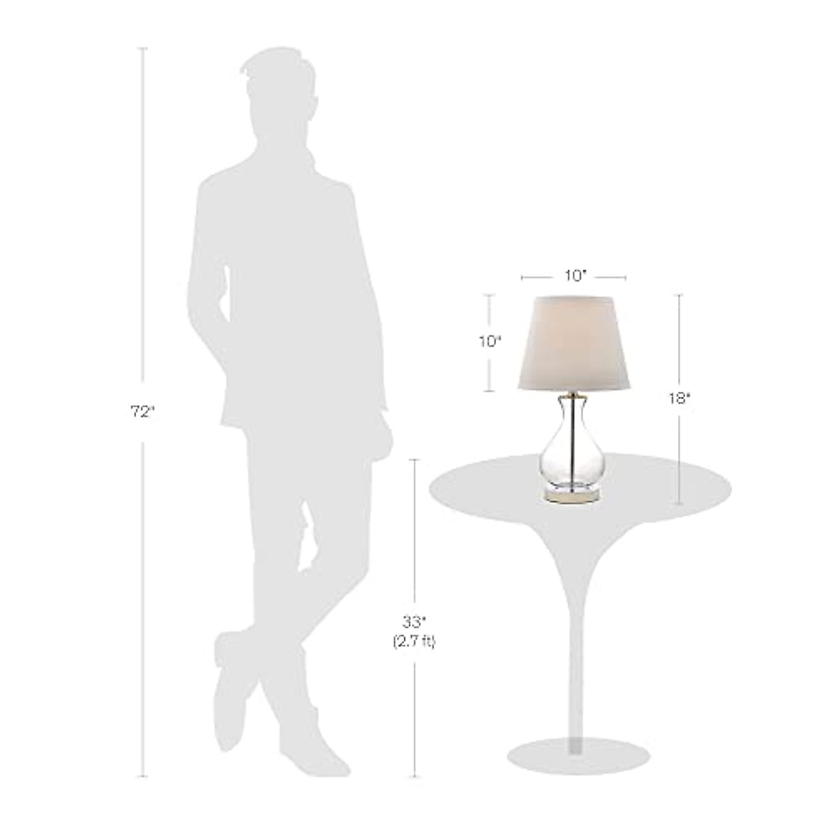 Catalina 19896-001 Transitional Teardrop Clear Glass Table Lamp, 18, White